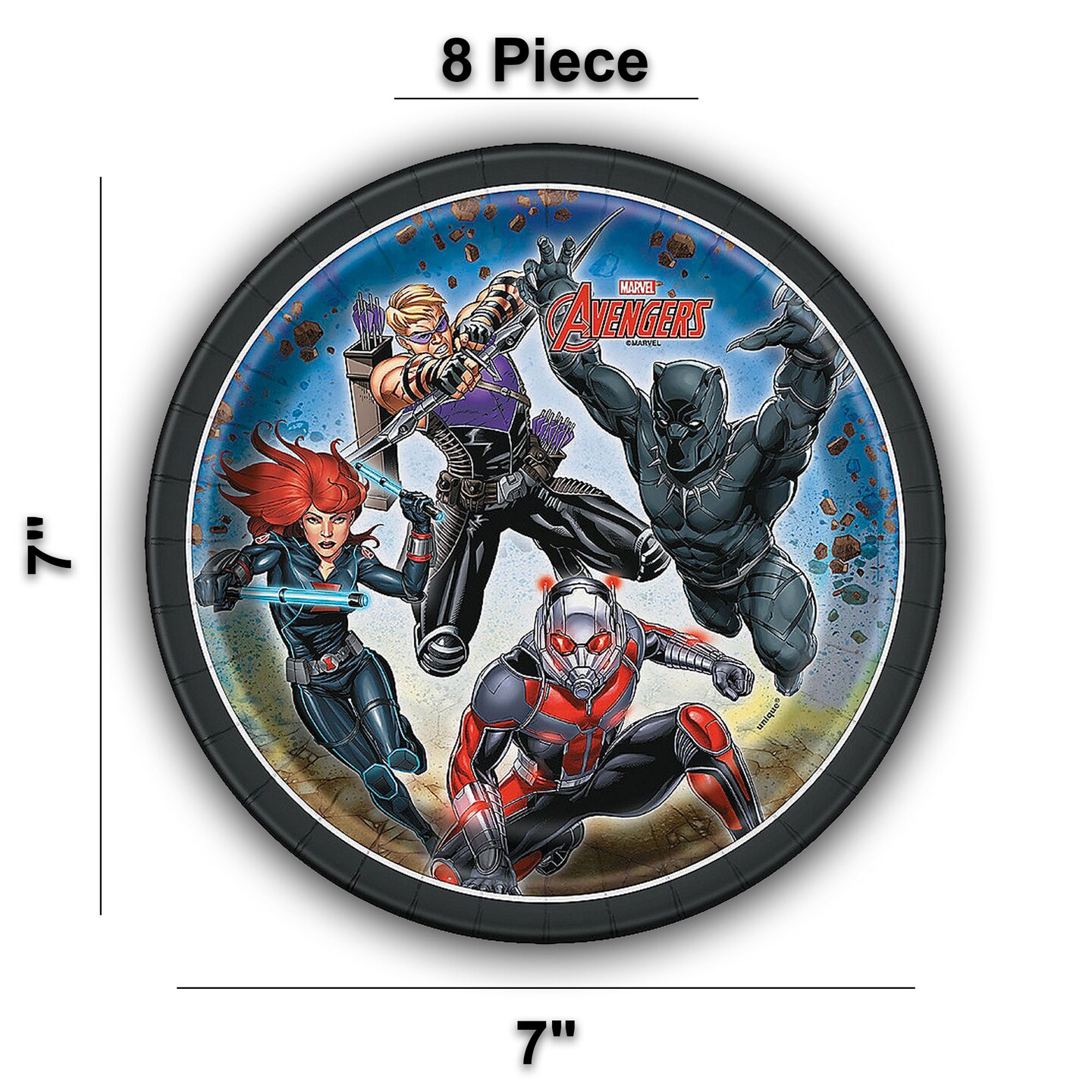 8 Ct. Marvel Avengers Paper Dessert Plates 7" Party Plates for ...