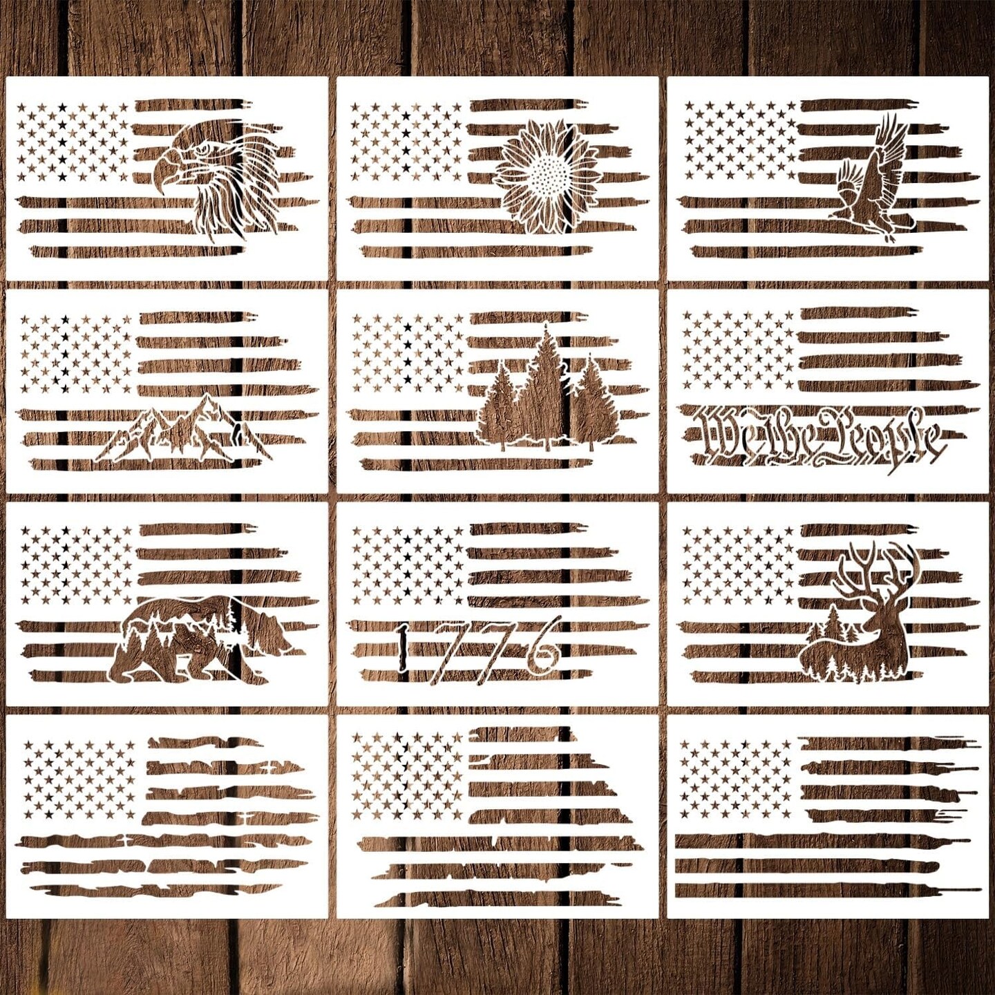 12 Pcs American Flag Stencils | Michaels