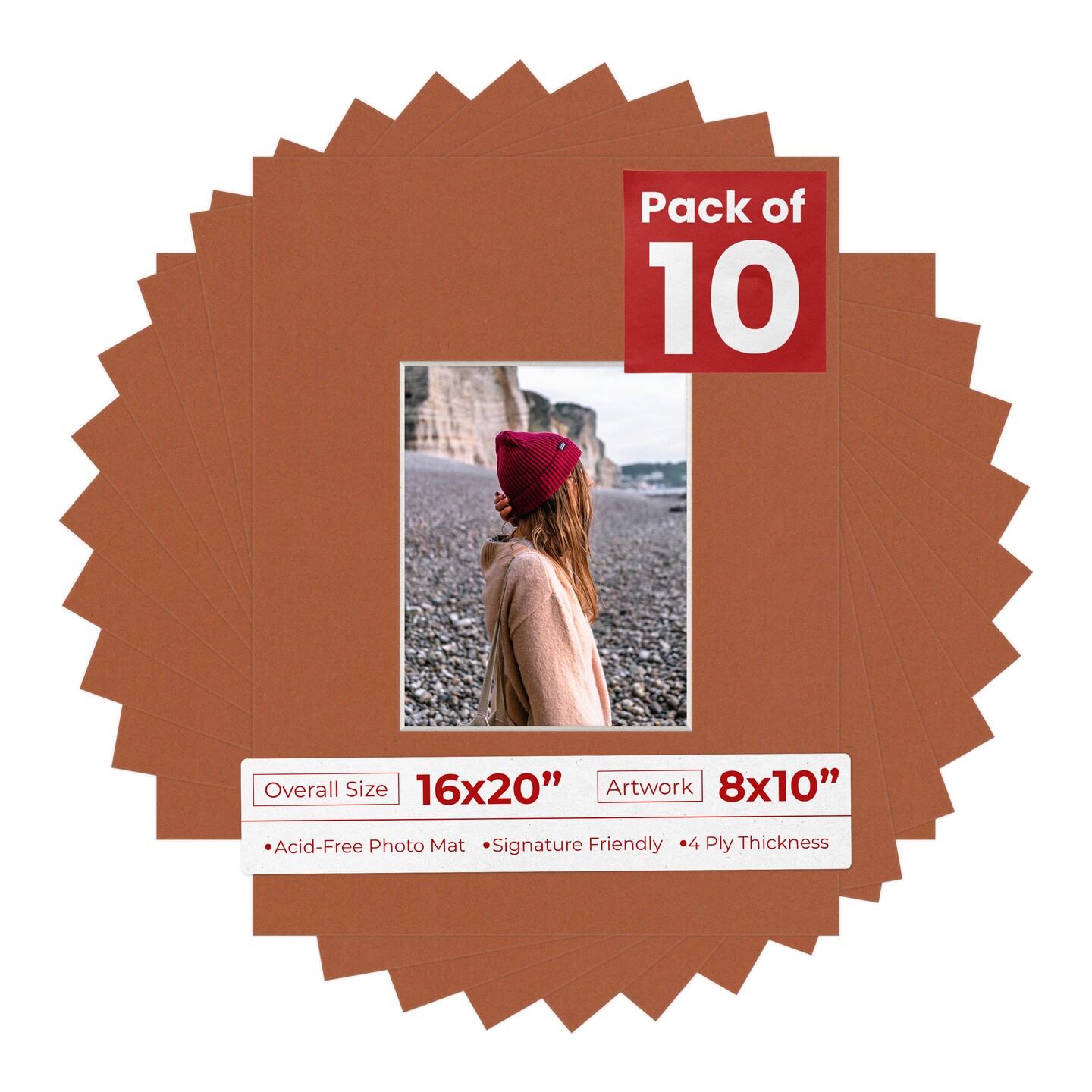 Terra-cotta Red Mat Board for 16x20 Frames - Fits 8x10 Photos, Color ...