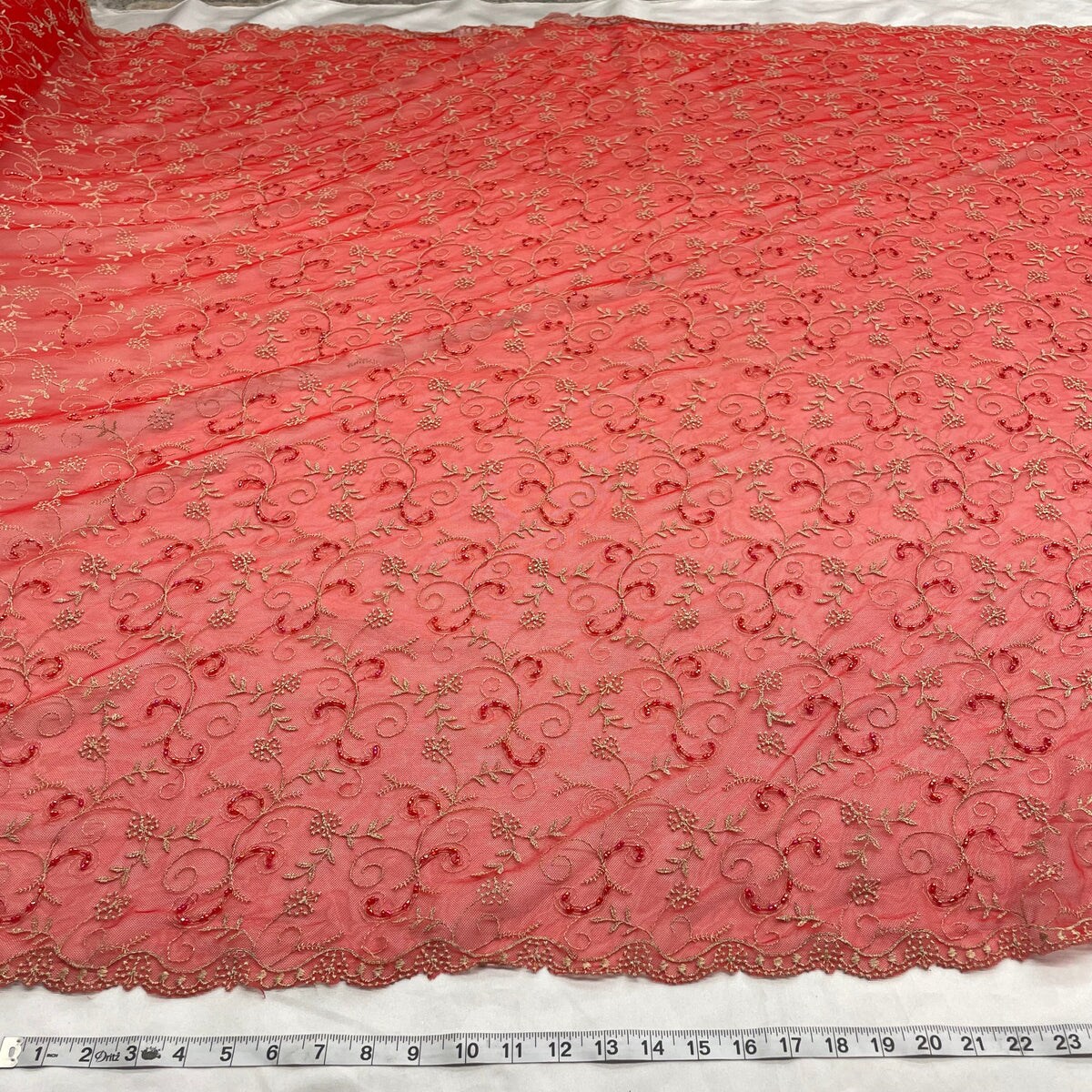 1 Yard 52" Wide Beaded Lace Fabric on Polyester Net Mesh | Michaels