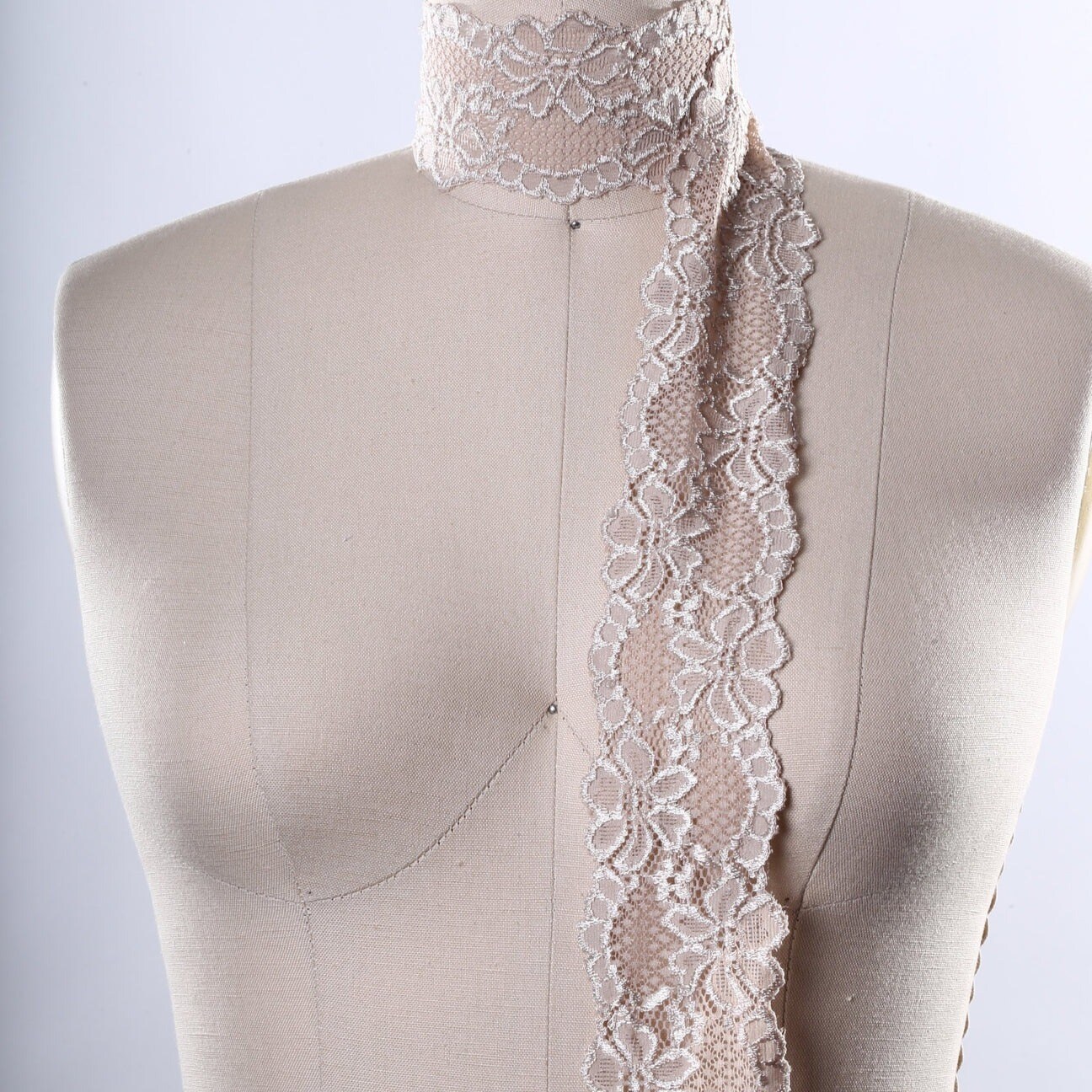 2 Yards Beige Wide Stretch Floral Elastic Lace Trim 2.5 Inch Wide | Michaels