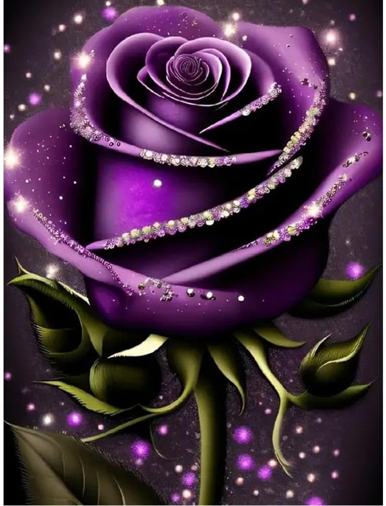 Purple Rose Diamond Art Kits for Adults,Rose Gem Art Kits for Adults ...