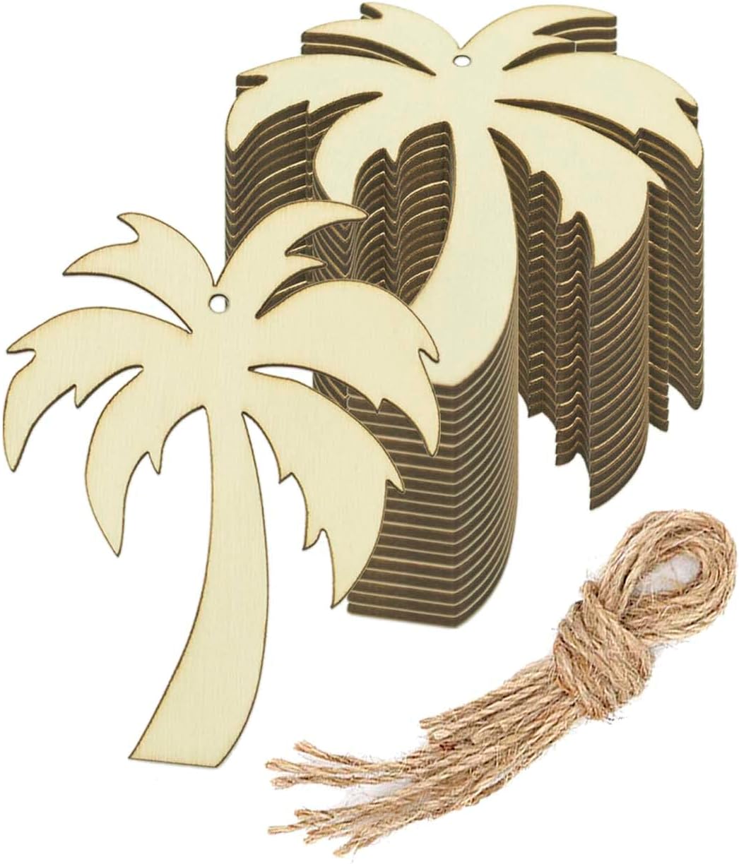 20pcs Palm Tree Wood DIY Crafts Cutouts Wooden Coconut Palm Tree Shaped ...