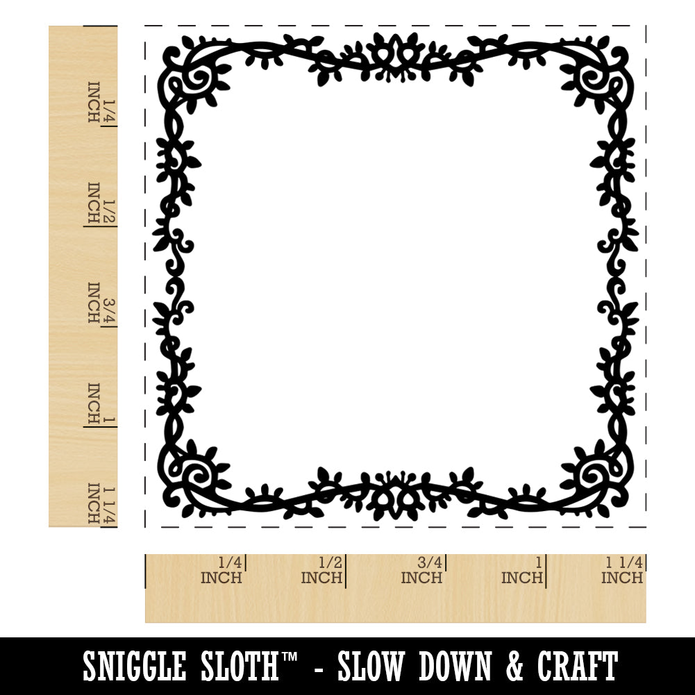 Decorative Ivy Frame Square Rubber Stamp for Stamping Crafting, Size: 1 ...