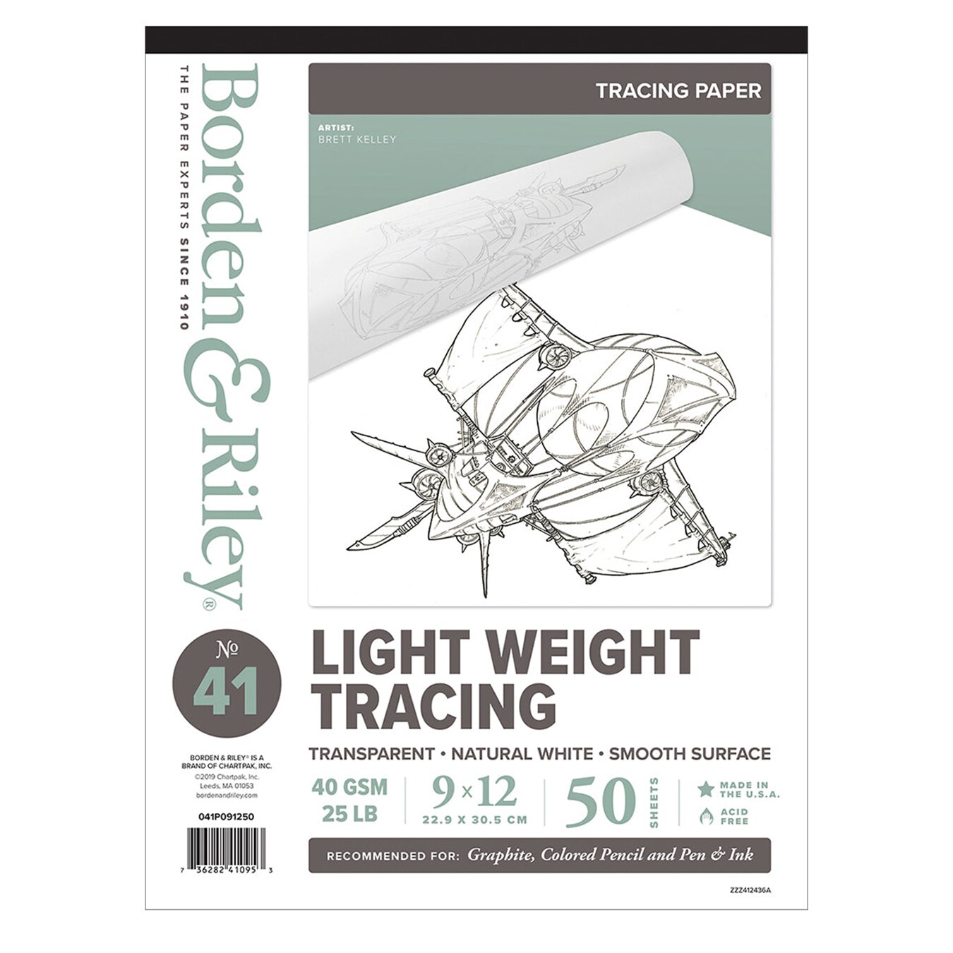 Borden & Riley #41 Monroe Triple T Parchment Tracing/Light Paper Pad ...