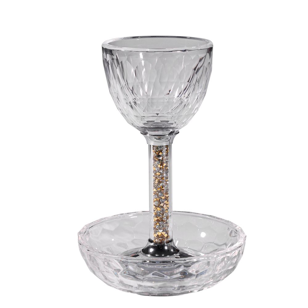 Crystal Kiddush Cup with Gemstone Stem and Tray By Kinor Decor | Michaels