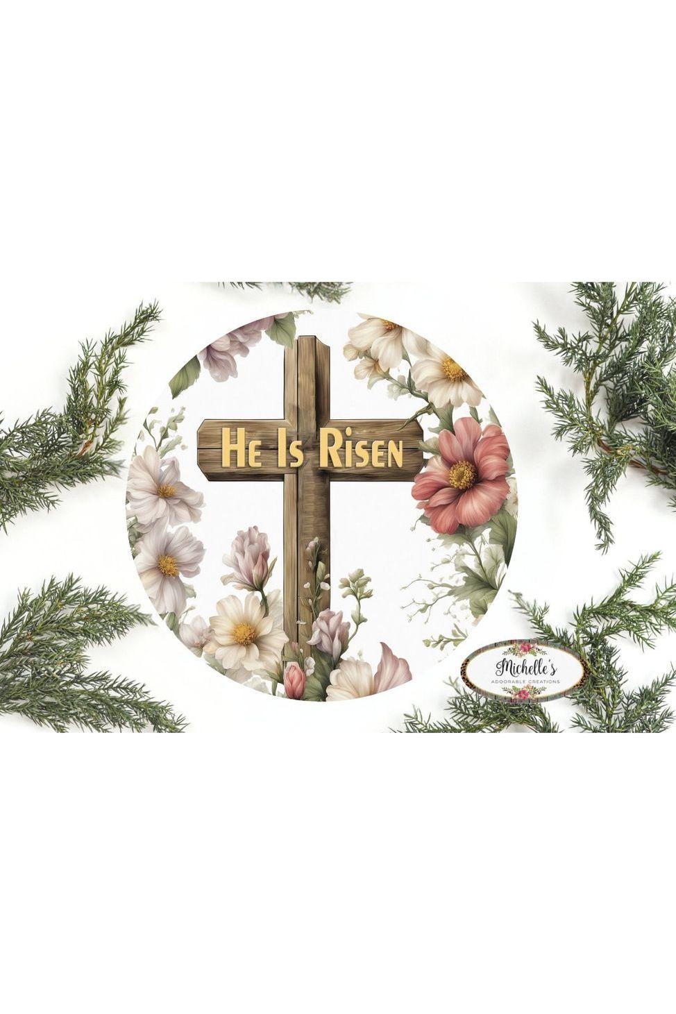 He Is Risen Rugged Cross Round Sign | Michaels