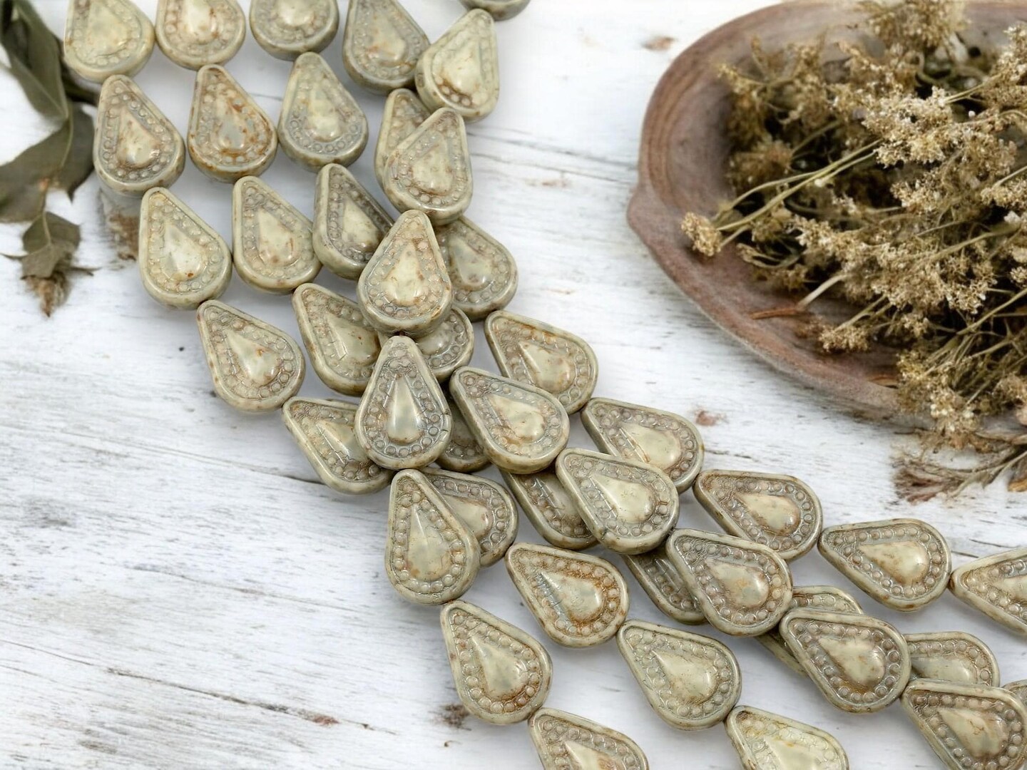 *10* 14x10mm Aged Ivory Travertine Filigree Tear Drop Beads | Michaels