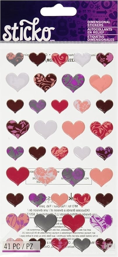 Sticko Lovely Hearts Dimensional Puffy Stickers | Michaels