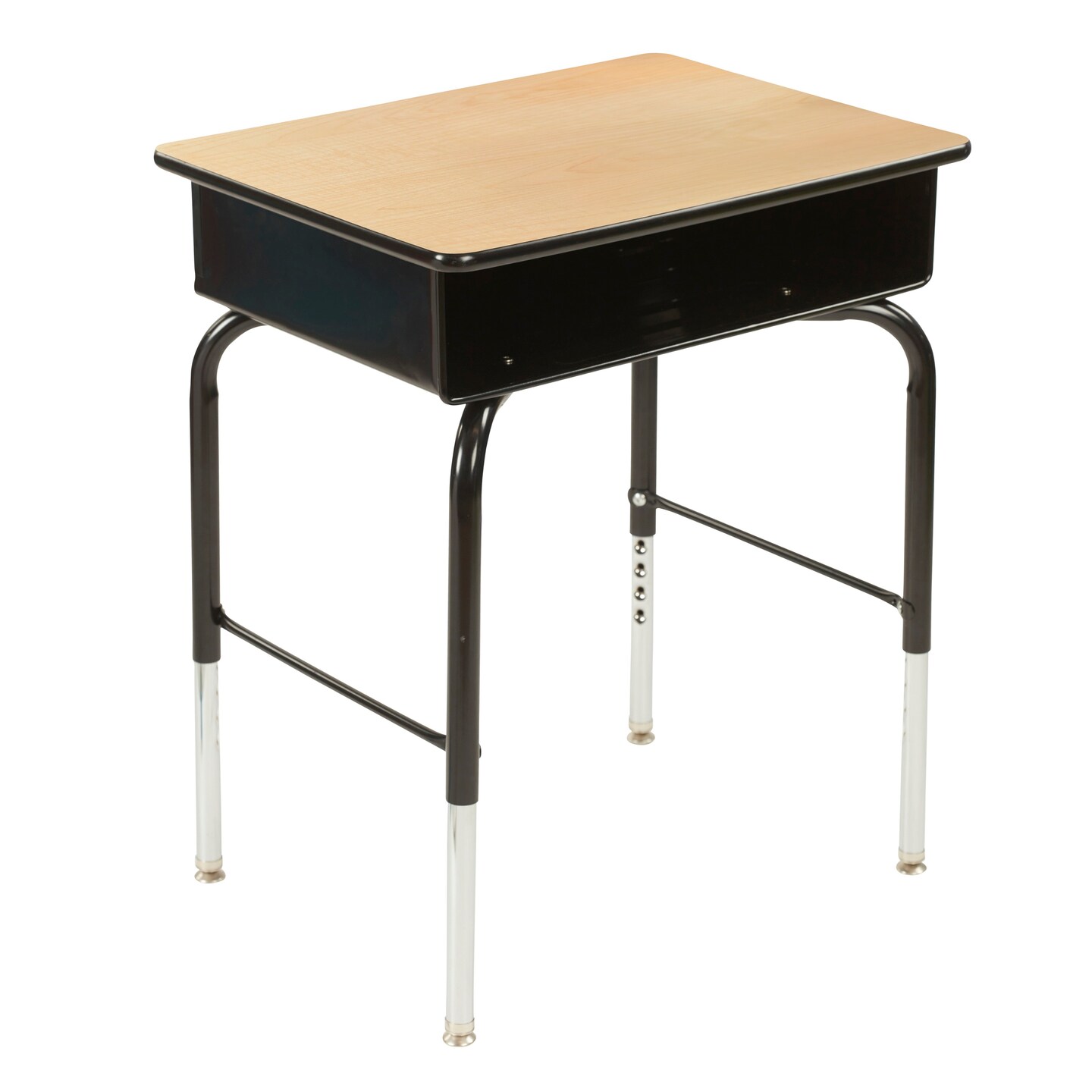 Open Front Desk with Metal Storage Book Box, Adjustable, Color: Maple ...