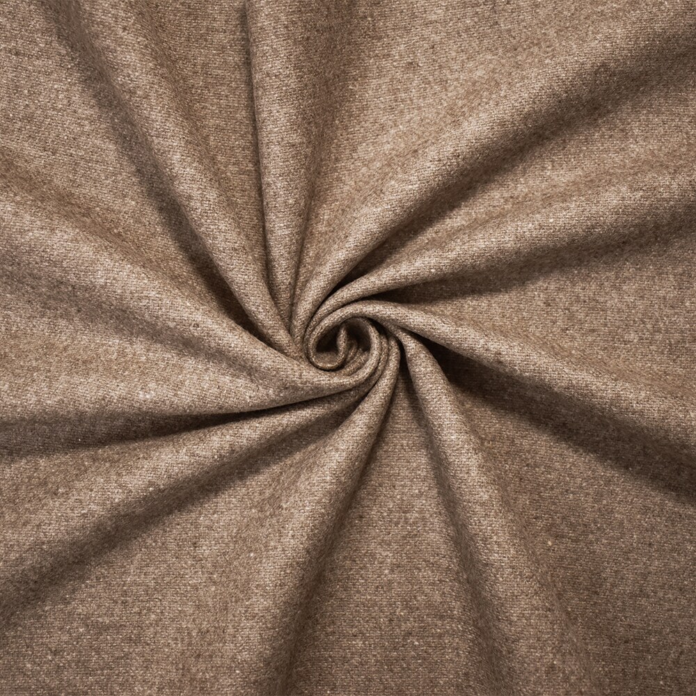 Brown-Beige Wool-Poly Japanese Brushed Face Texture Jacketing Woven ...