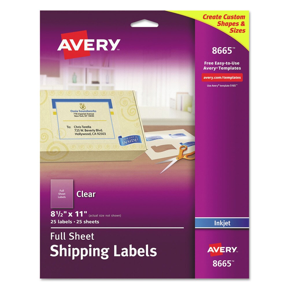 Avery 8.5 in. x 11 in. Matte Clear Shipping Labels for Inkjet Printers ...