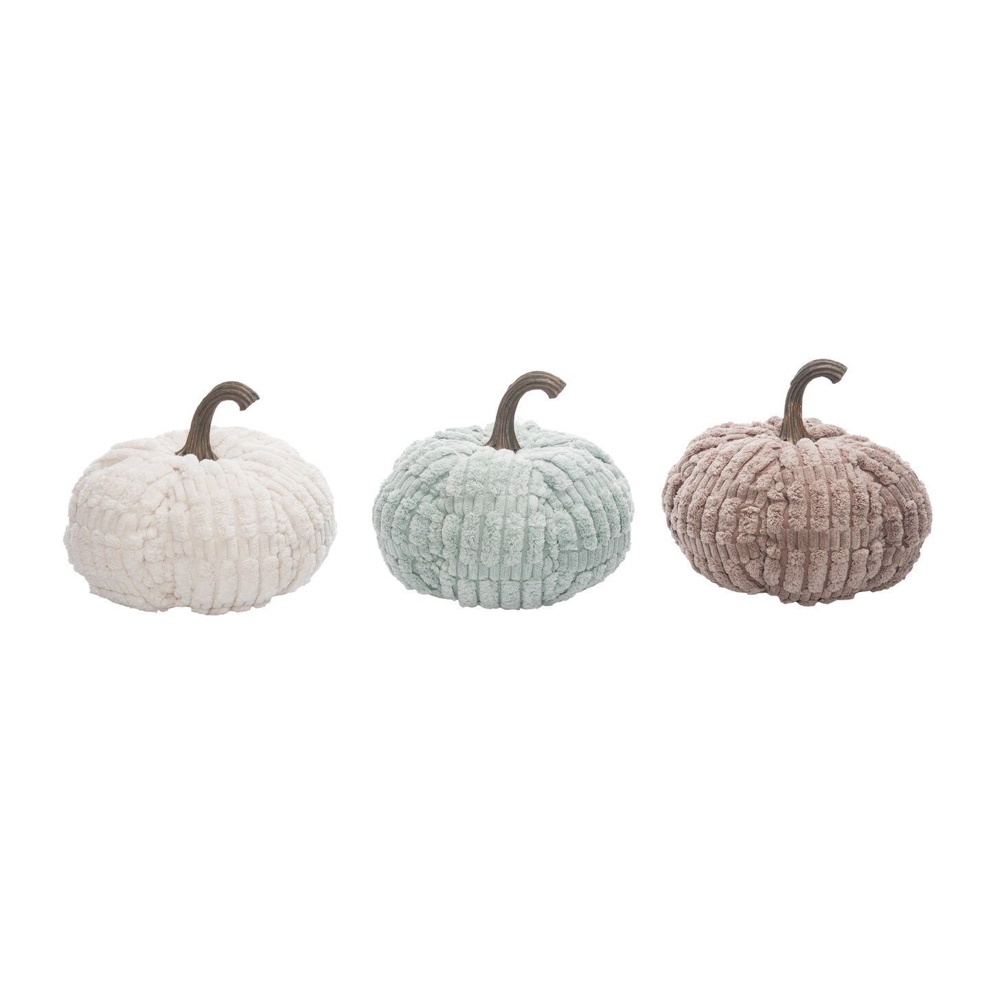 Transpac PVelvet Neutral Pumpkin Set of 3 for Fall Home Decor ...