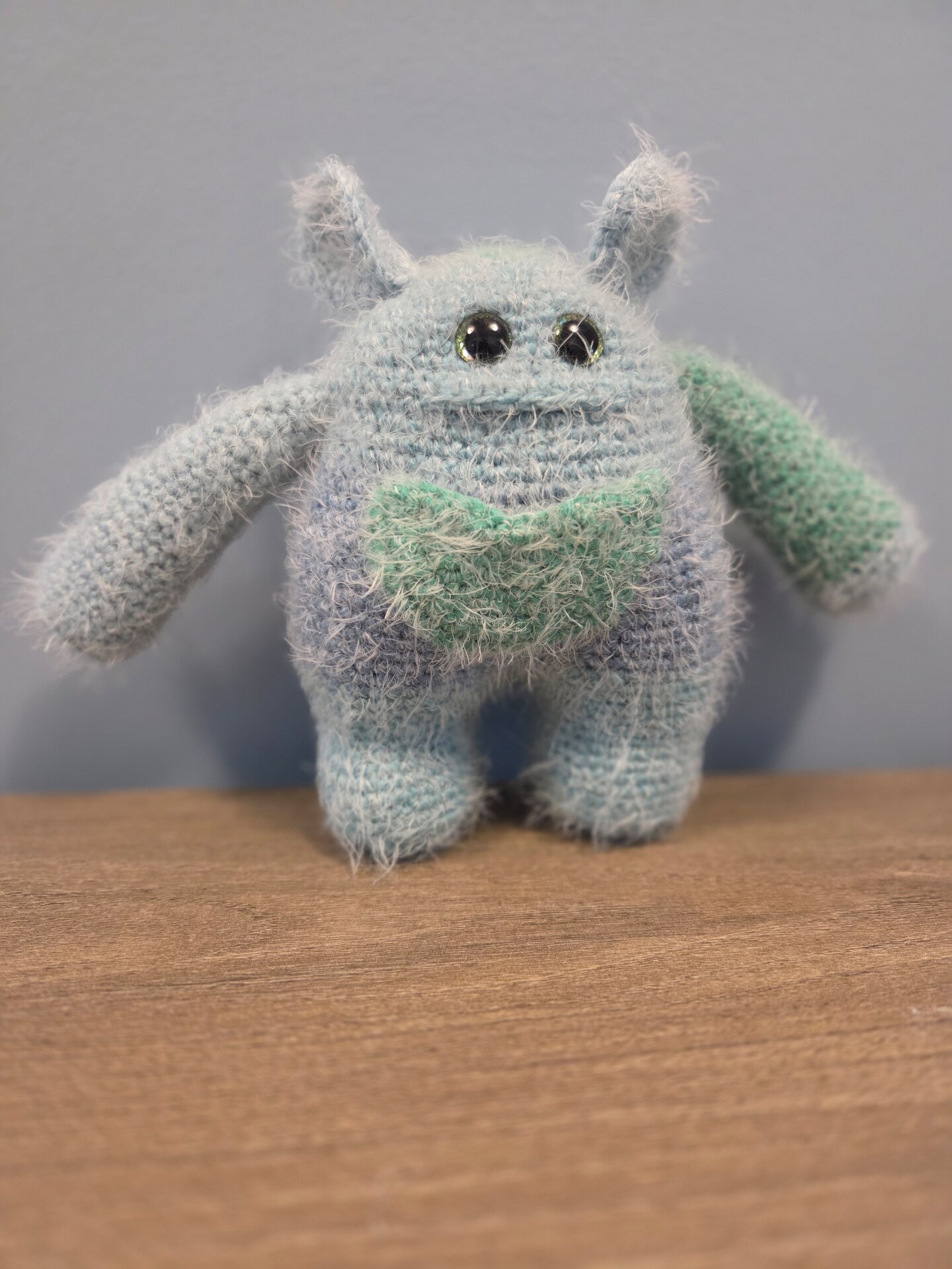 Pocket Belly Blue Crocheted Creature: one-of-a-kind, handmade, cuddle ...
