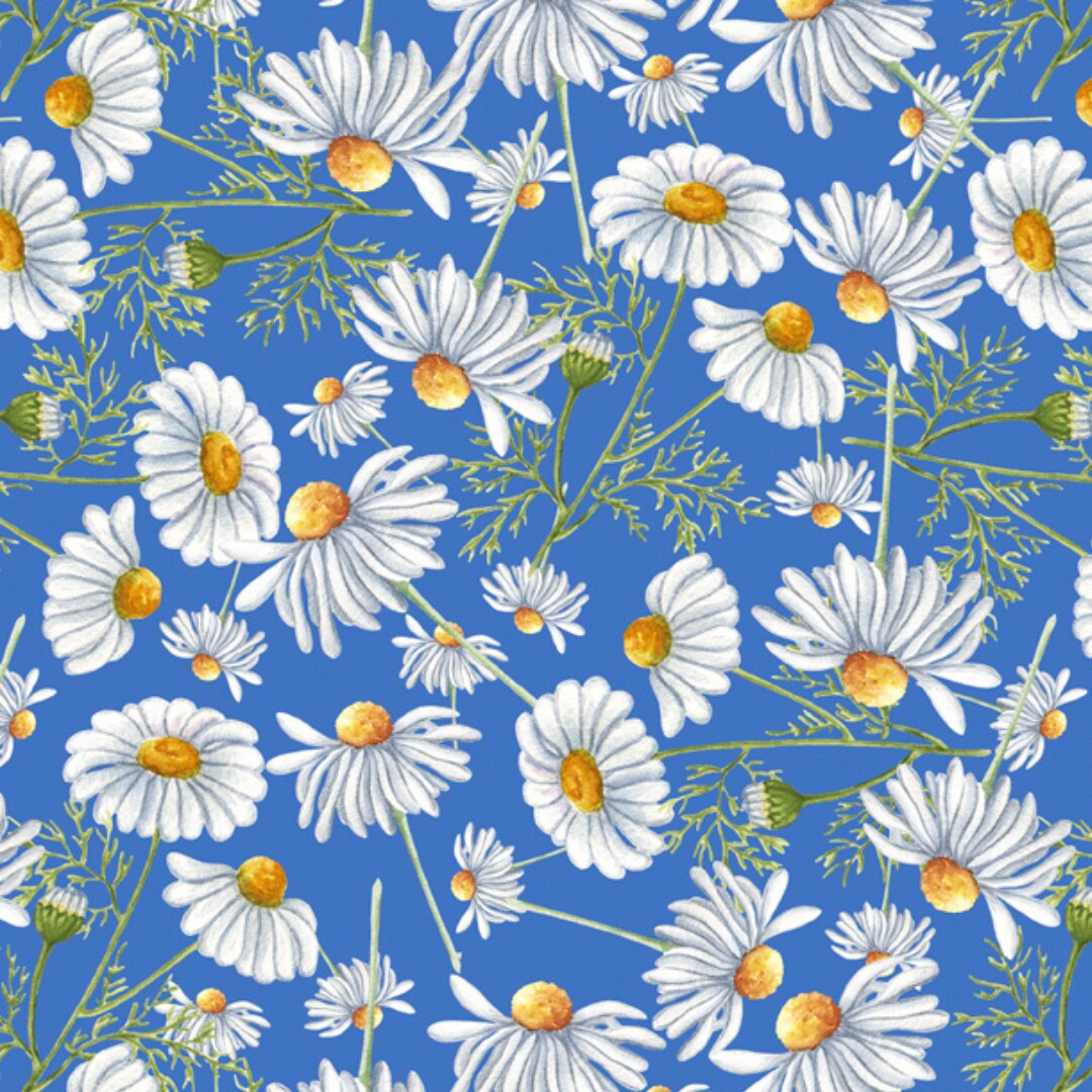 Daisies Wildflowers Cotton Fabric | By The Yard | Sewing and Crafting ...
