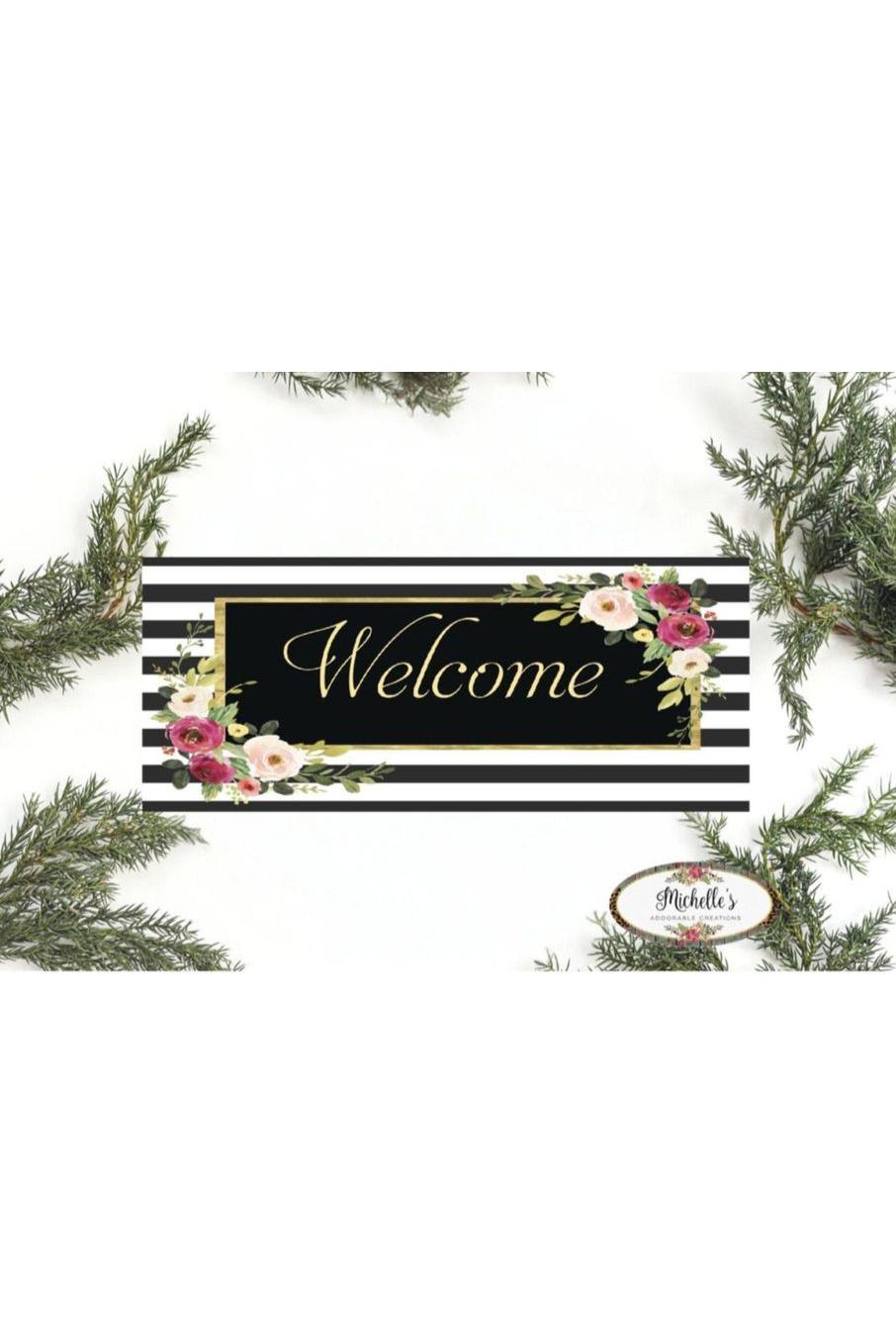 Welcome Black White Floral Elegant Sign | Michaels