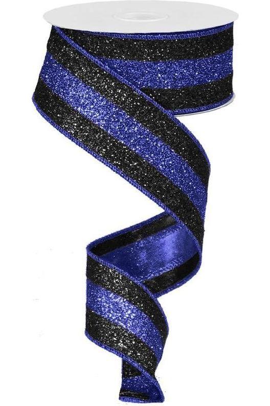 1.5" Police Support Ribbon: Glitter Black & Blue (10 Yards) | Michaels