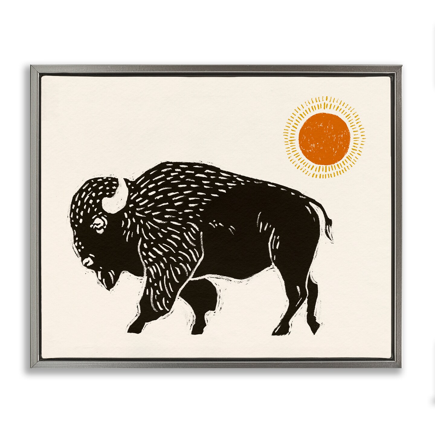 Boho Bison Facing Left Floating Frame Canvas Art | Michaels
