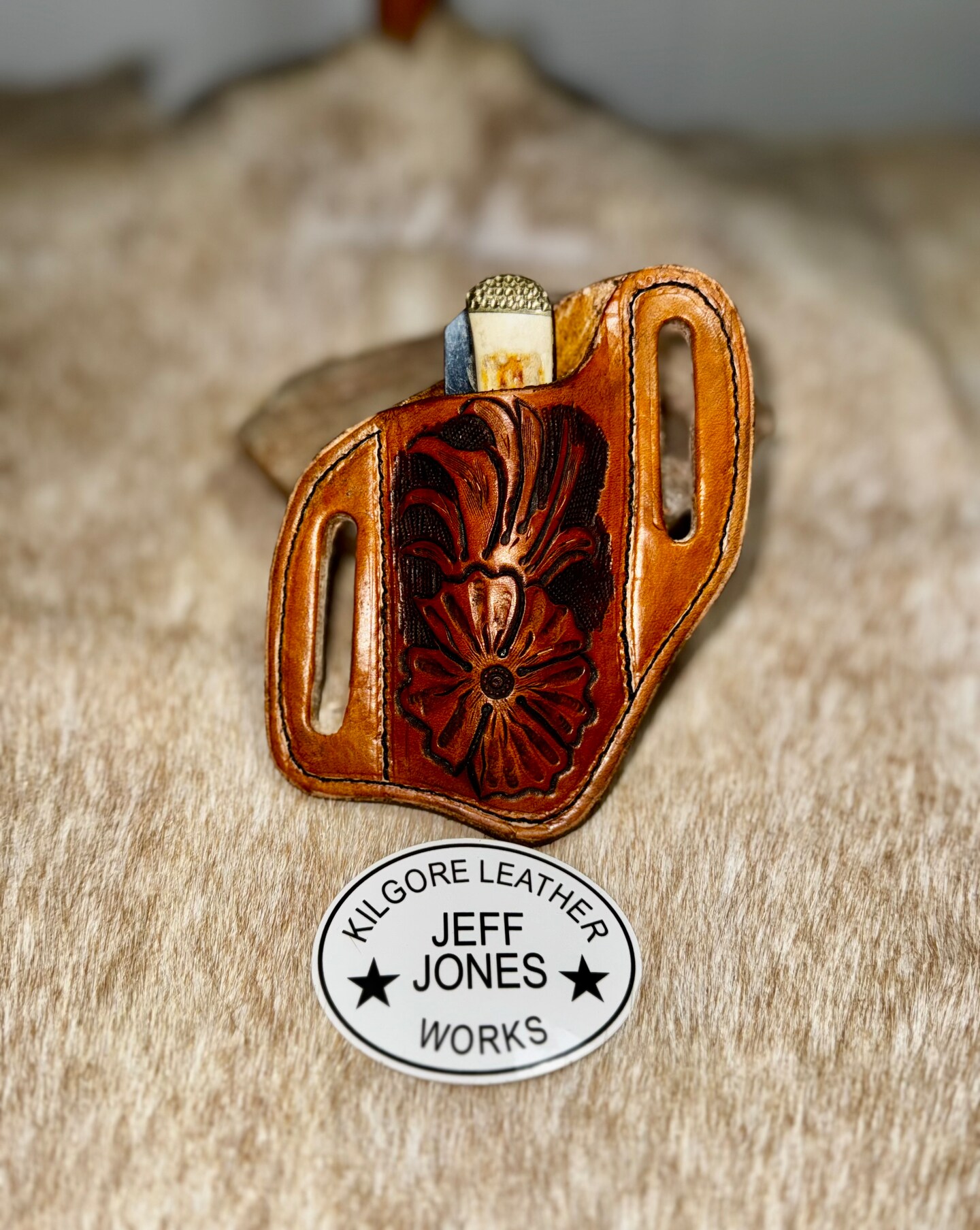 Hand tooled pancake knife sheath | MakerPlace by Michaels