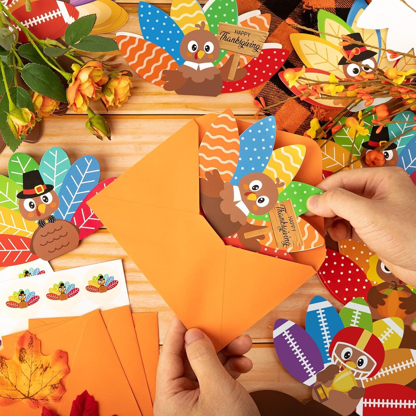Thanksgiving Cards Bulk 24PCS Turkey Cards Happy Thanksgiving Greeting ...