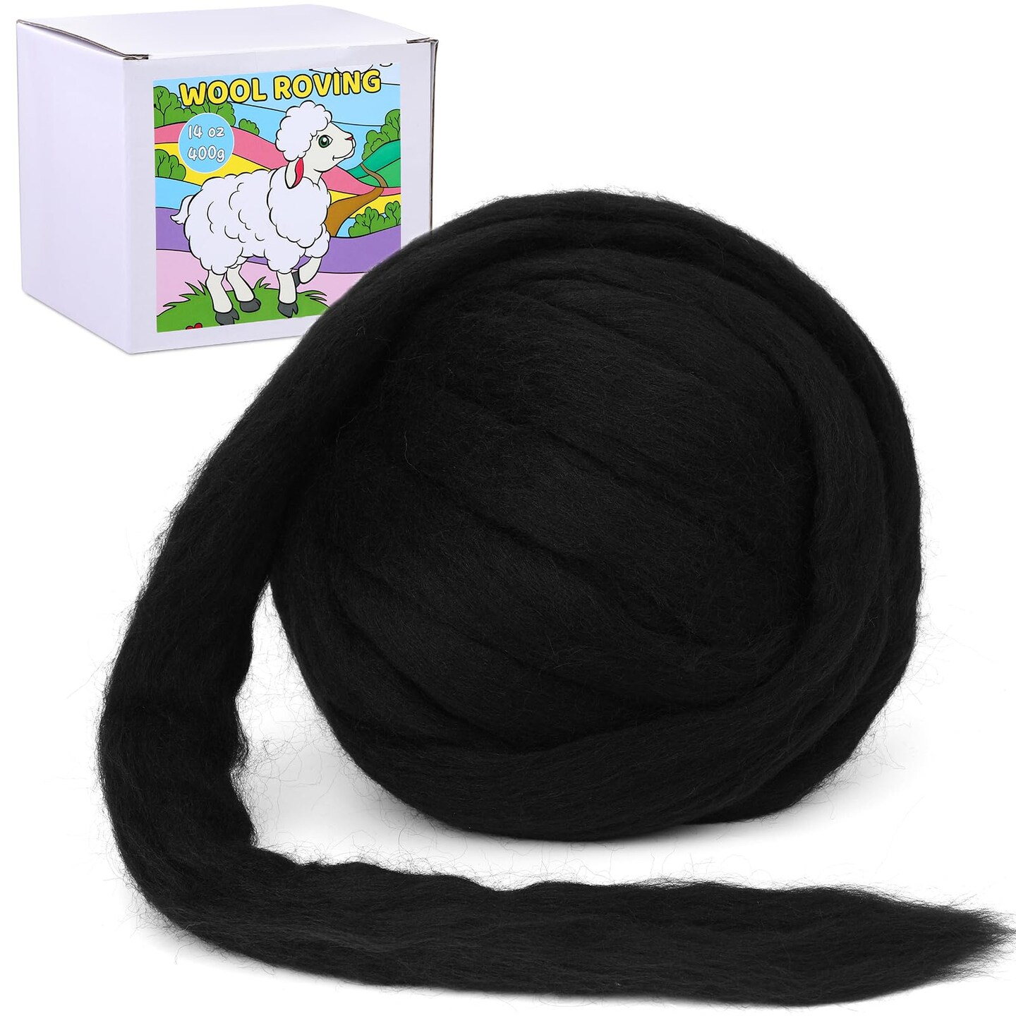 QMNNMA Wool Roving 0.88 lb (14.1 Ounces), Colored Natural Wool Roving ...
