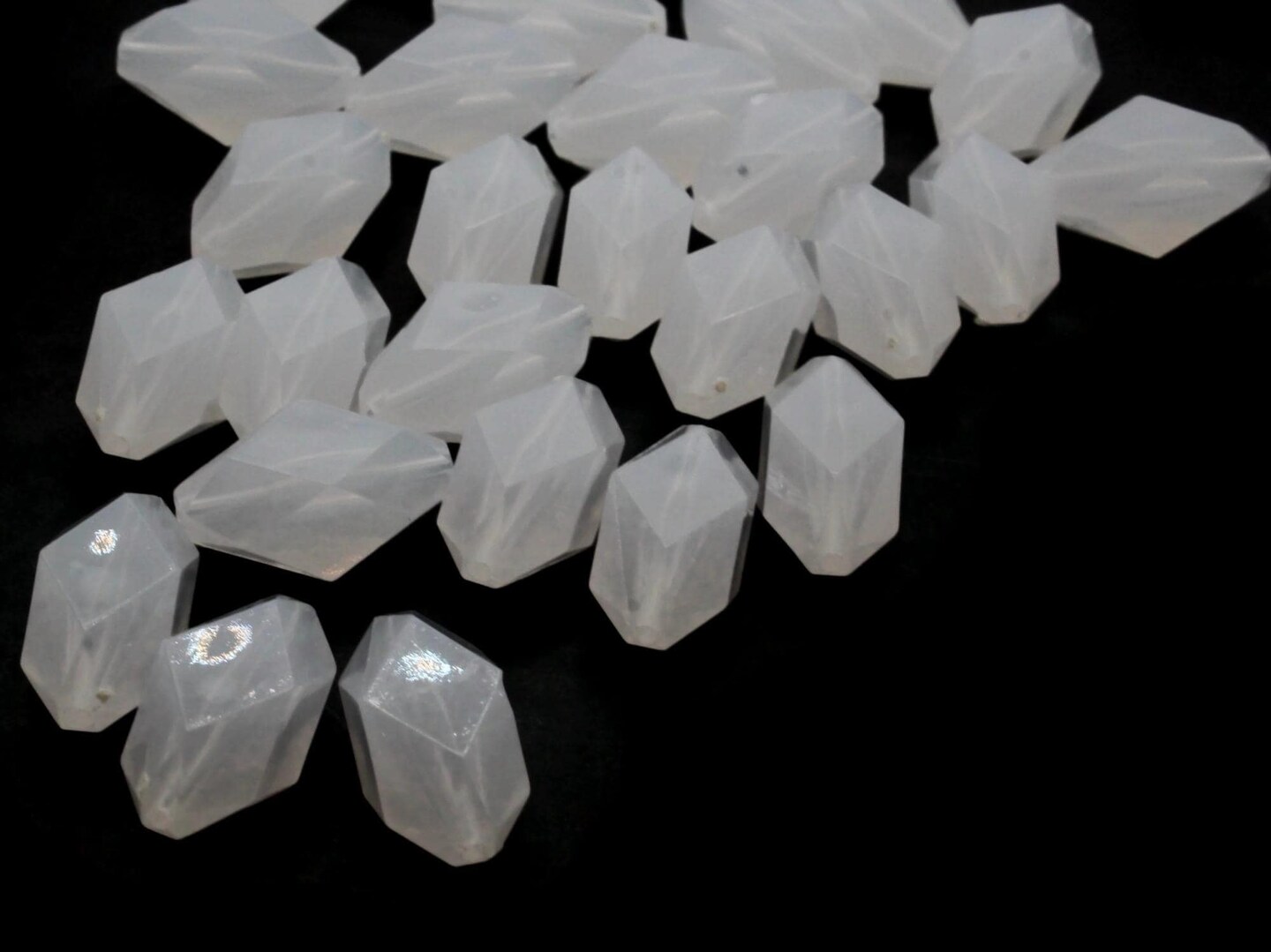 30 18mm Frosted White Acrylic Rectangle Jewel Beads | Michaels