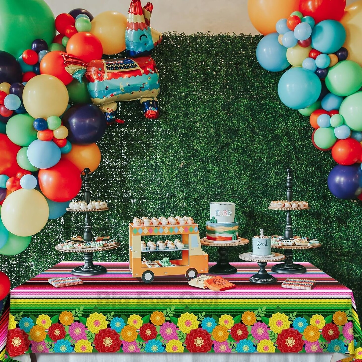 Pcs Mexican Fiesta Striped Tablecloth Plastic Disposable Mexico Table ...