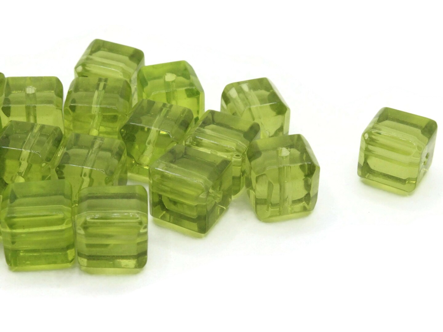 20 10mm Green Glass Cube Beads | Michaels