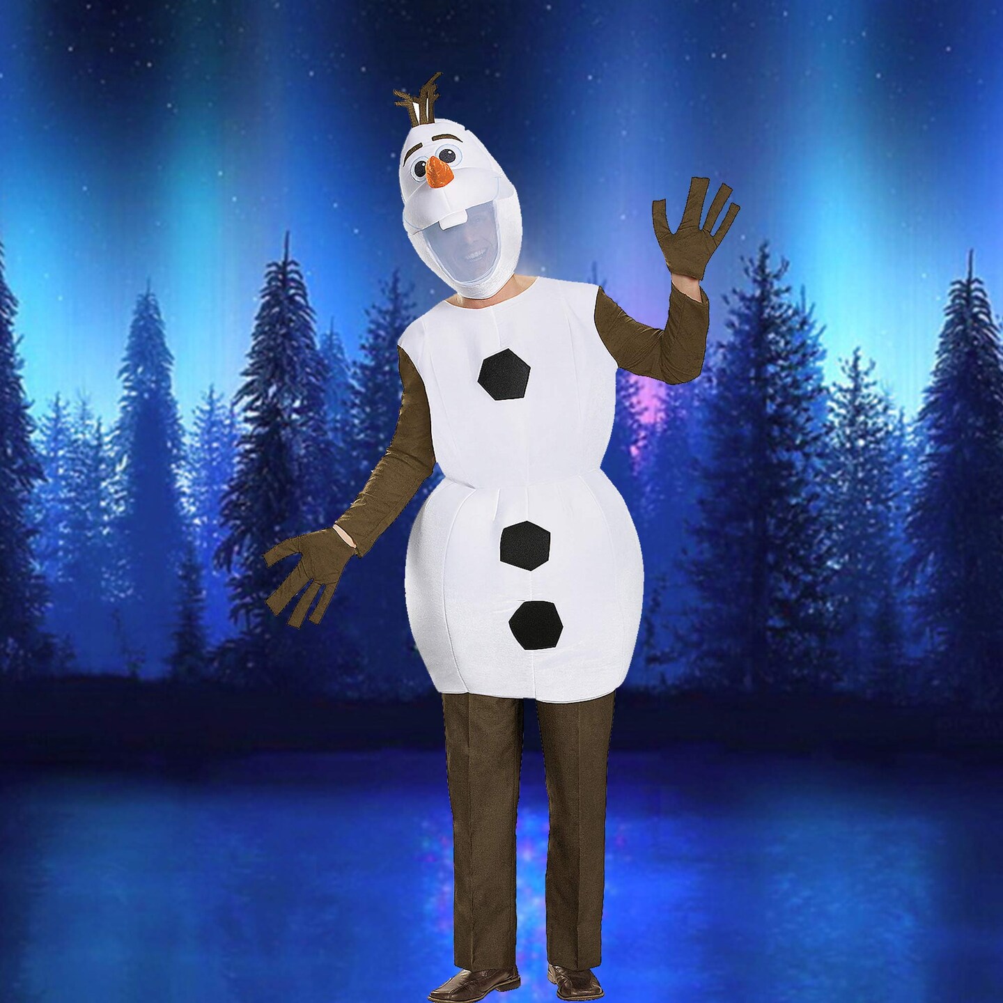 Olaf Deluxe Adult Costume with Plush Snowman Body and Character ...