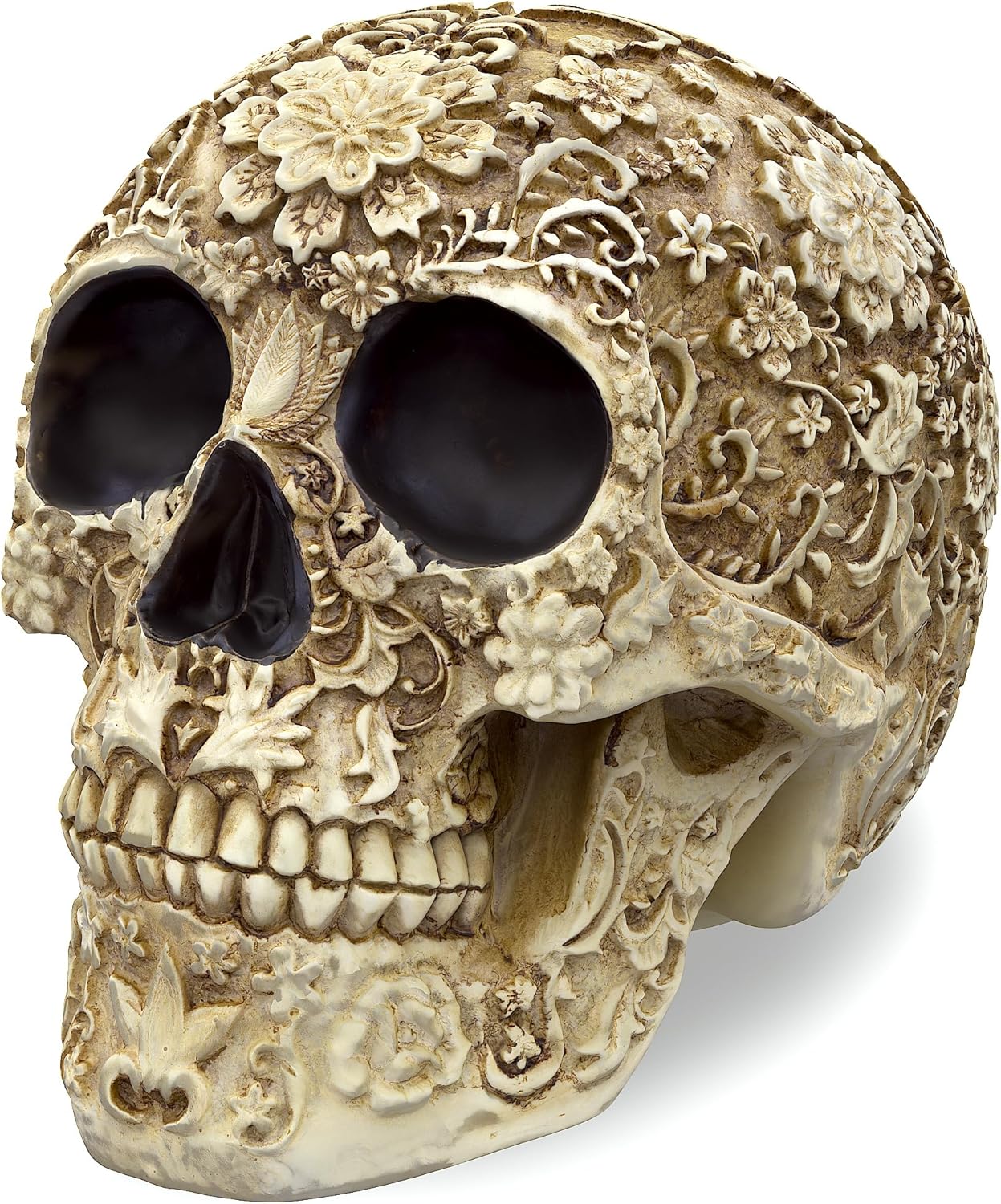 Skull Resin Floral Human Skull Model Adult Head Bone Model Day of The ...