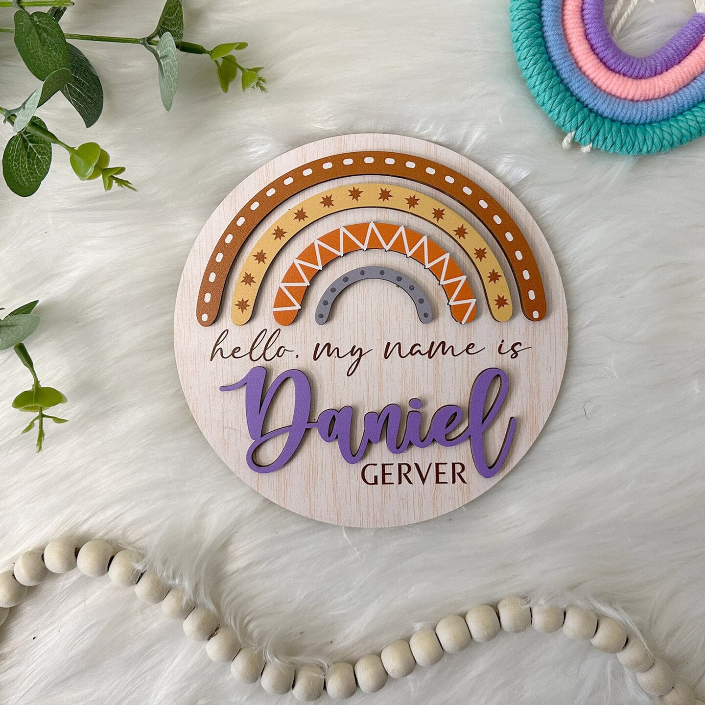 Personalized Baby Name Rainbow Sign, Birth Announcement Sign, Hello My ...