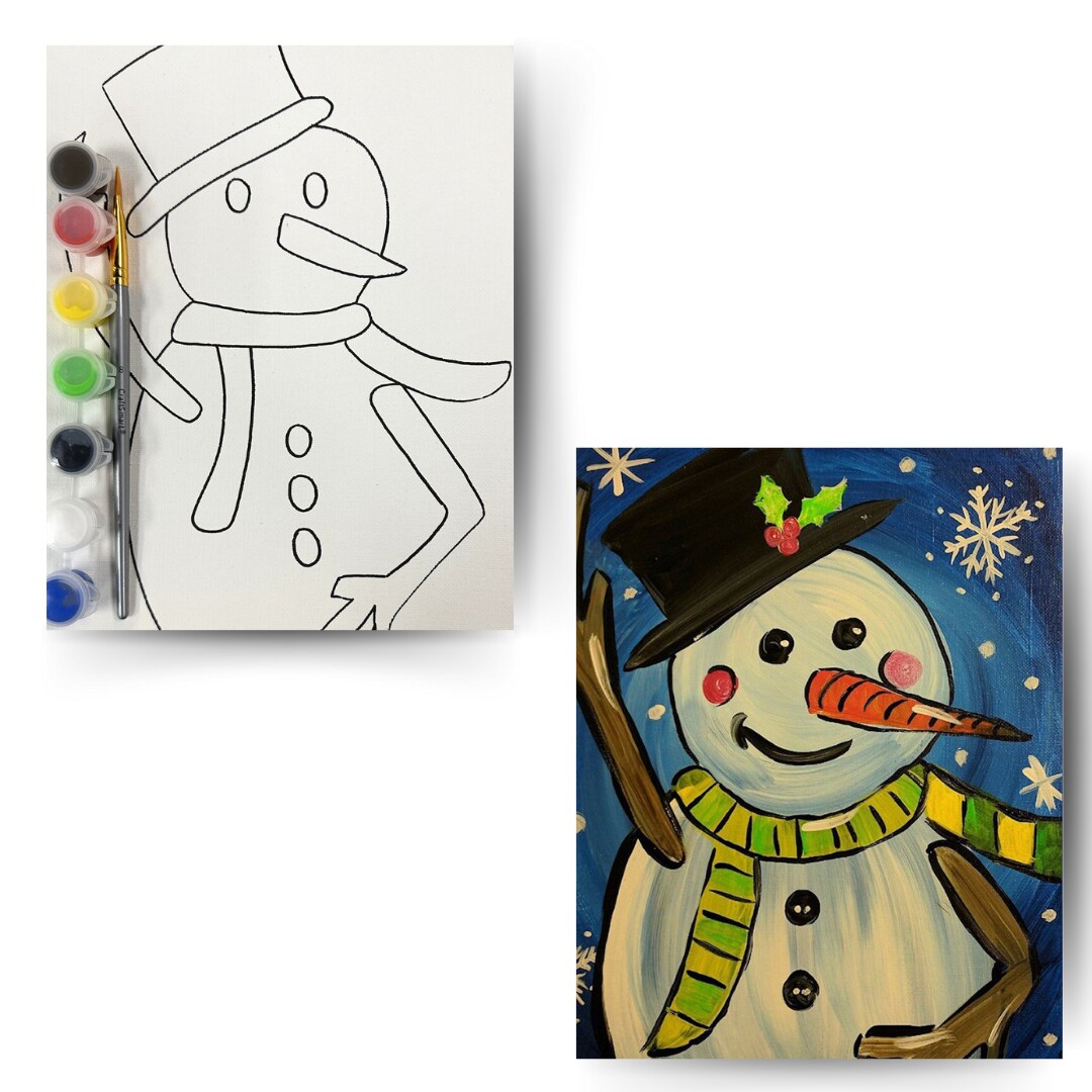 Snowman - DIY Canvas Paint Kit - Includes Paint and Brush | MakerPlace ...