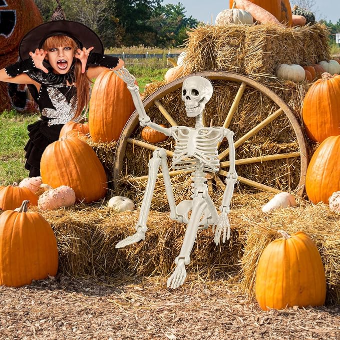 36" Full Body Halloween Posable Joints Skeleton, Plastic Realistic ...