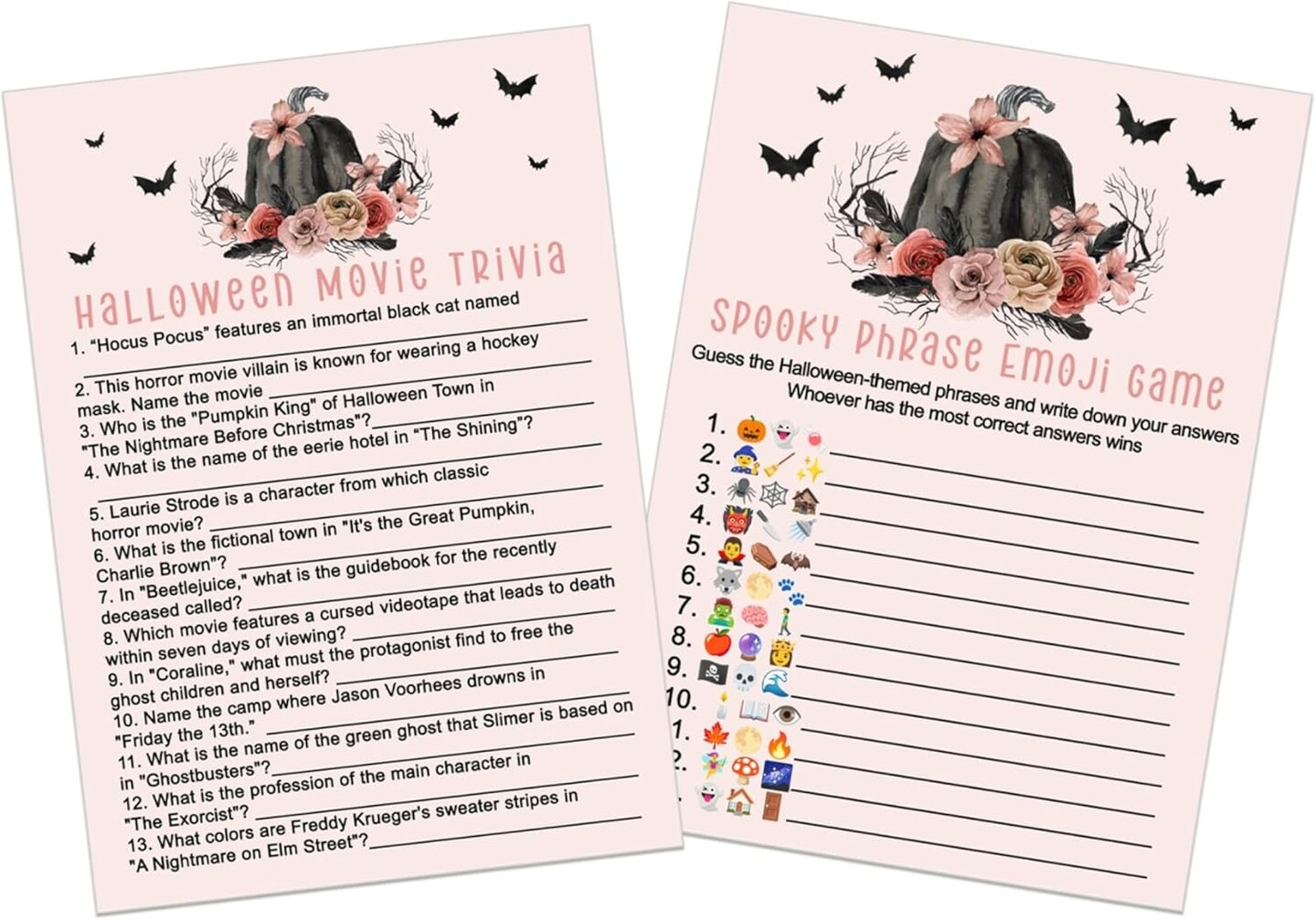 Gothic Pumpkin Halloween Party Game Bundle - 2-in-1 Emoticon Creepy ...