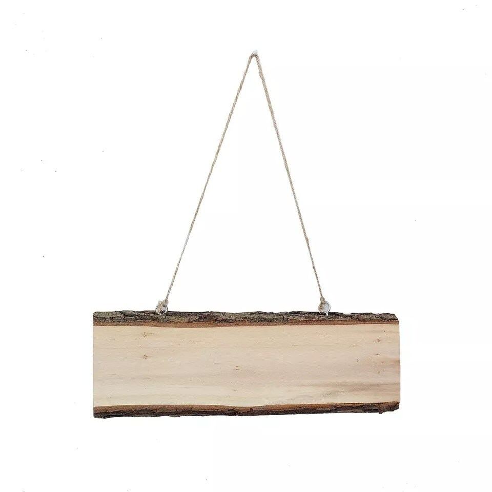 2 pcs 10.5" long Brown Rectangular Natural Wood Plaques Wedding Hanging ...