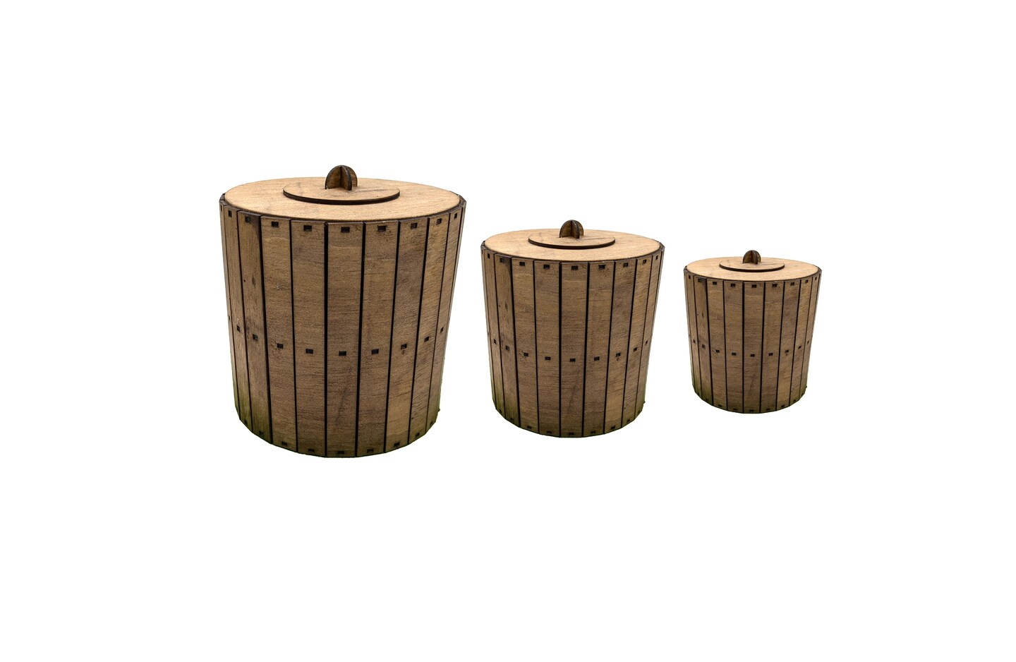 Rustic Barrel Storage, Wooden Cannisters, Set of 3 | MakerPlace by Michaels