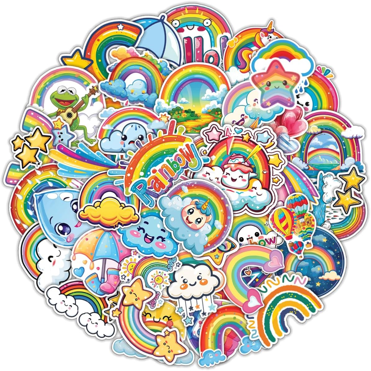 100Pcs Rainbow Stickers for Kids, Rainbow Themed Party Favors ...