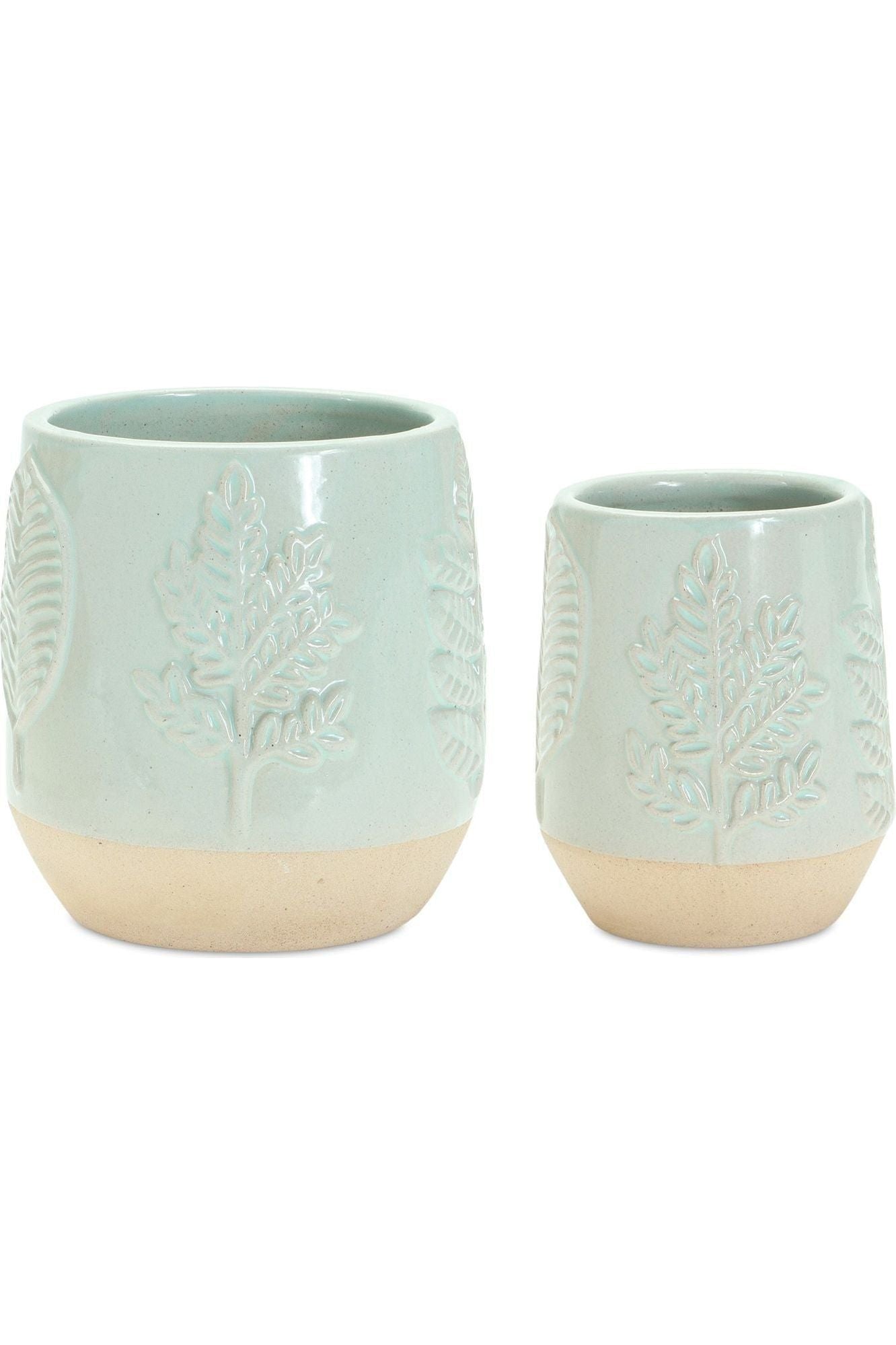 5" Mint Green Leaf Design Planter Vases (Set of 2) | Michaels