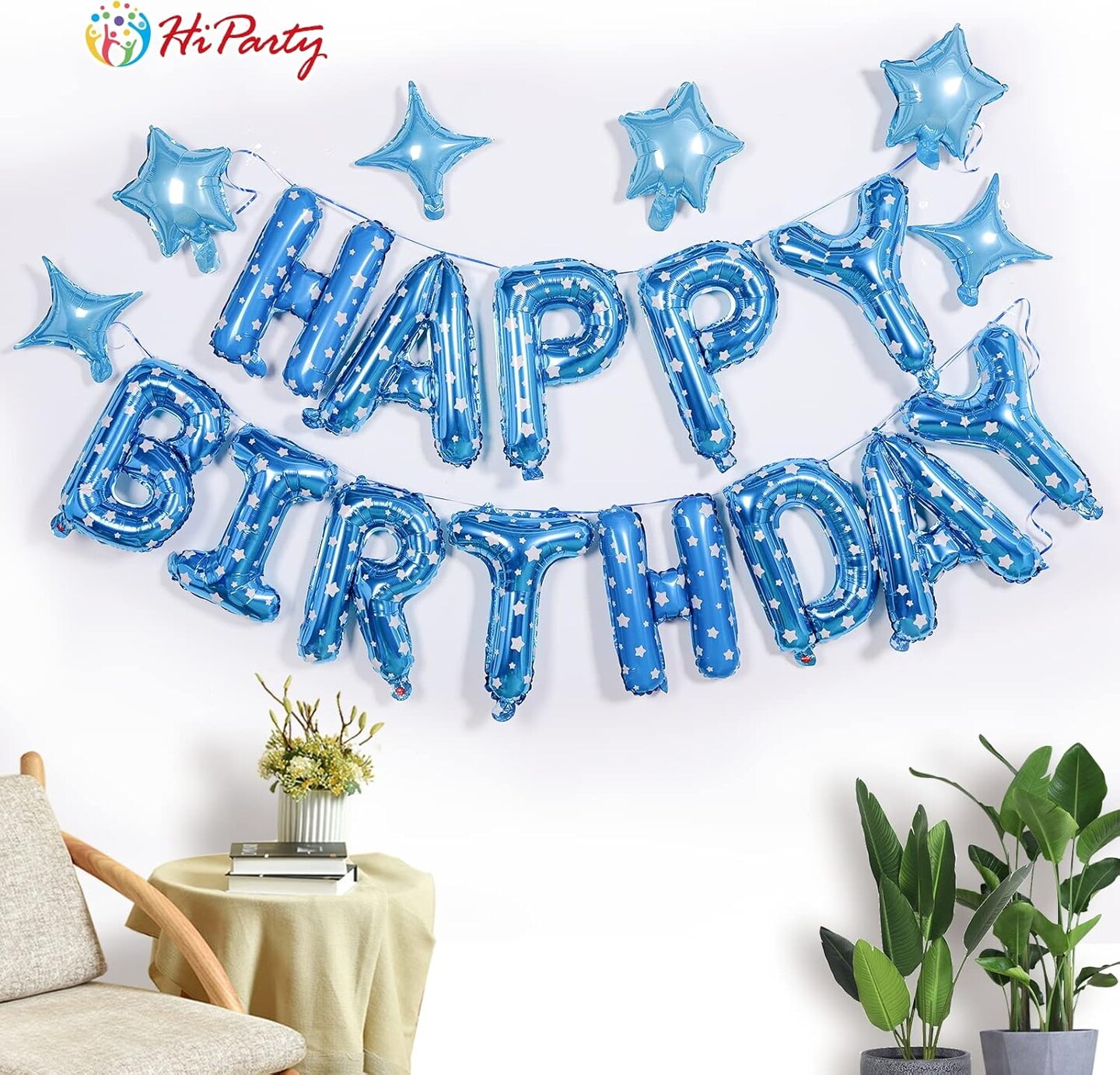 24PCS Birthday Party Set – 3D Foil Happy Birthday Banner + 6 Star ...