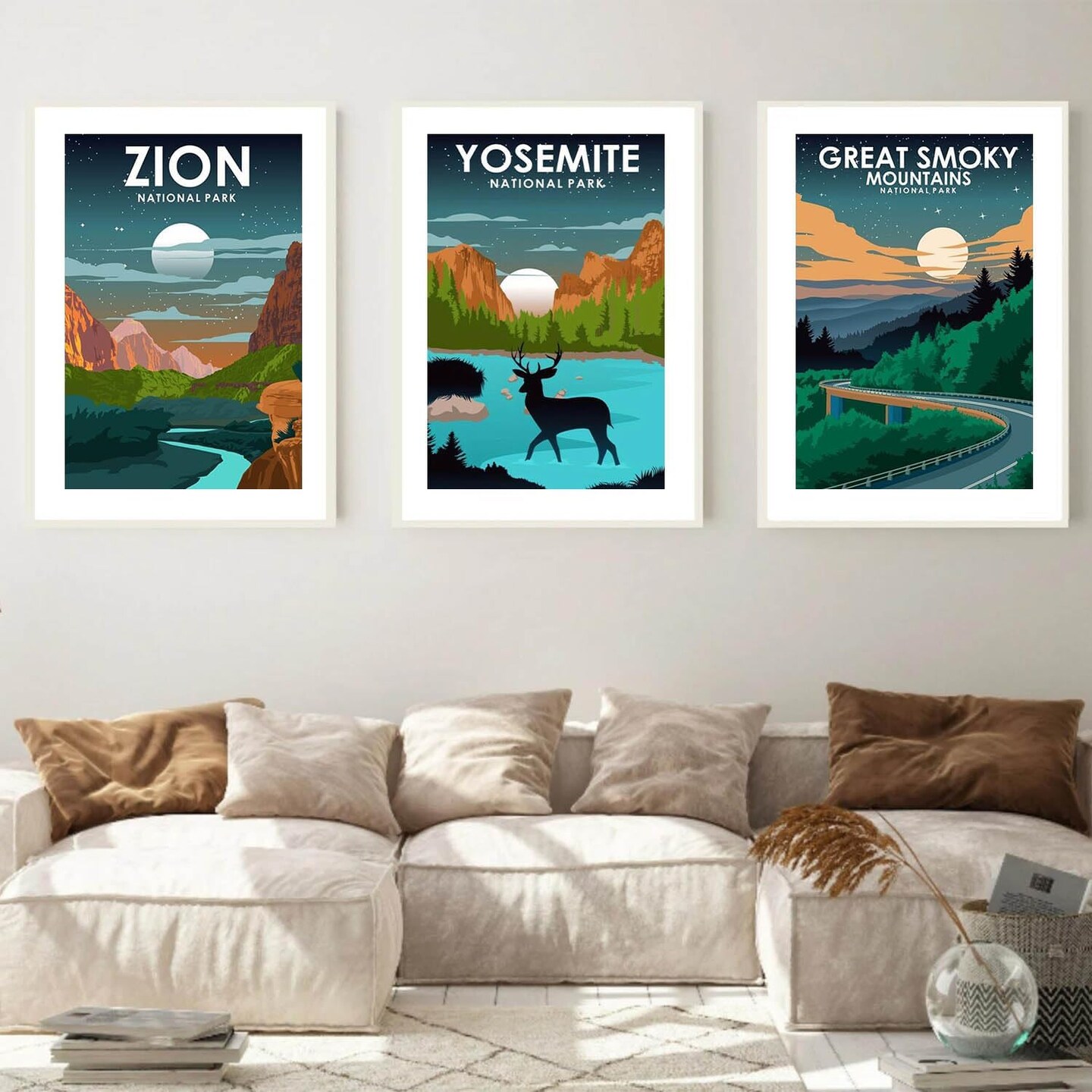 3 Pack Paint by Number for Adults Framed Canvas, National Park DIY Arts ...