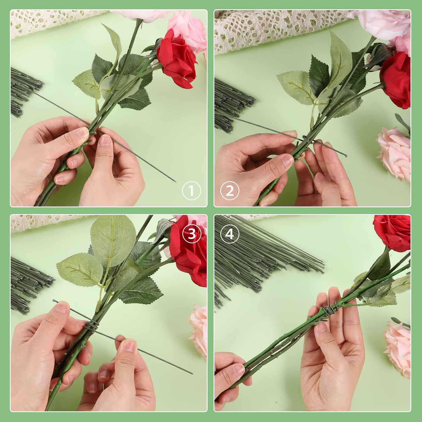 130 Pack Floral Wire 18 Gauge Crafts Wire Florist Wire Stems Diameter 0 ...