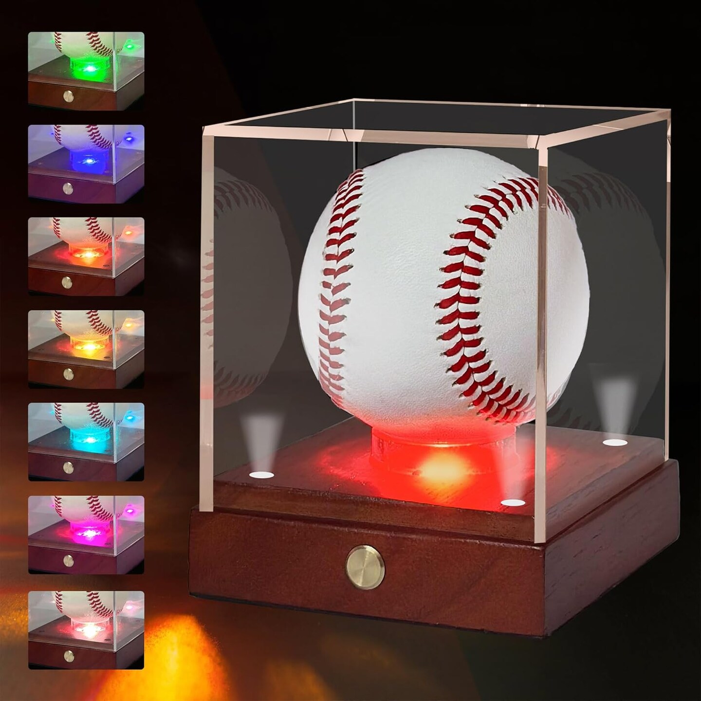Baseball Display Case with Adjustable LED Lighting, UV Protected ...