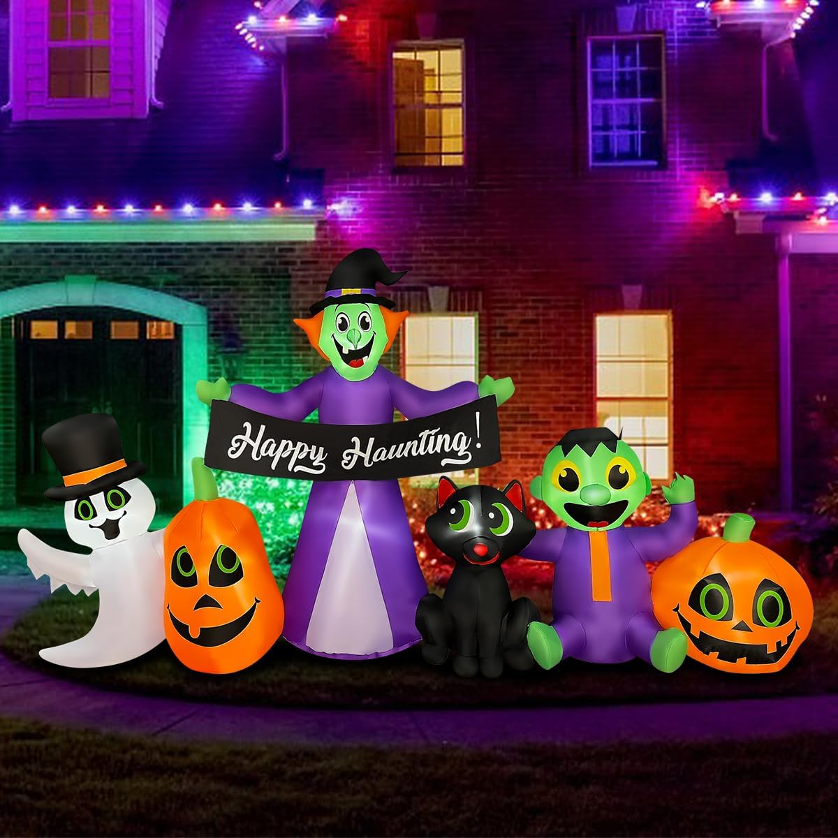 8FT Halloween Inflatables - Witch, Ghost, Frankenstein Baby, Black Cat ...