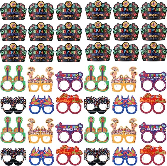 48 Pcs Hispanic Heritage Month Decoration Include Paper Glasses and ...