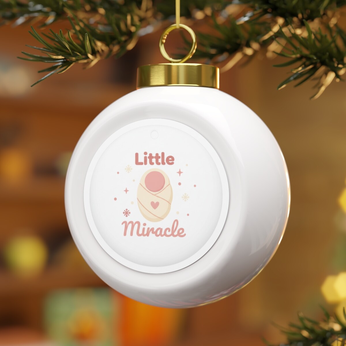 Ceramic Christmas Ball Ornament - Little Miracle - Bells / Round / 2.5 ...