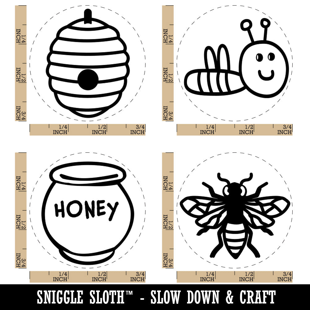 Bee Hive Doodle Honey Pot Drawing Rubber Stamp Set for Stamping ...