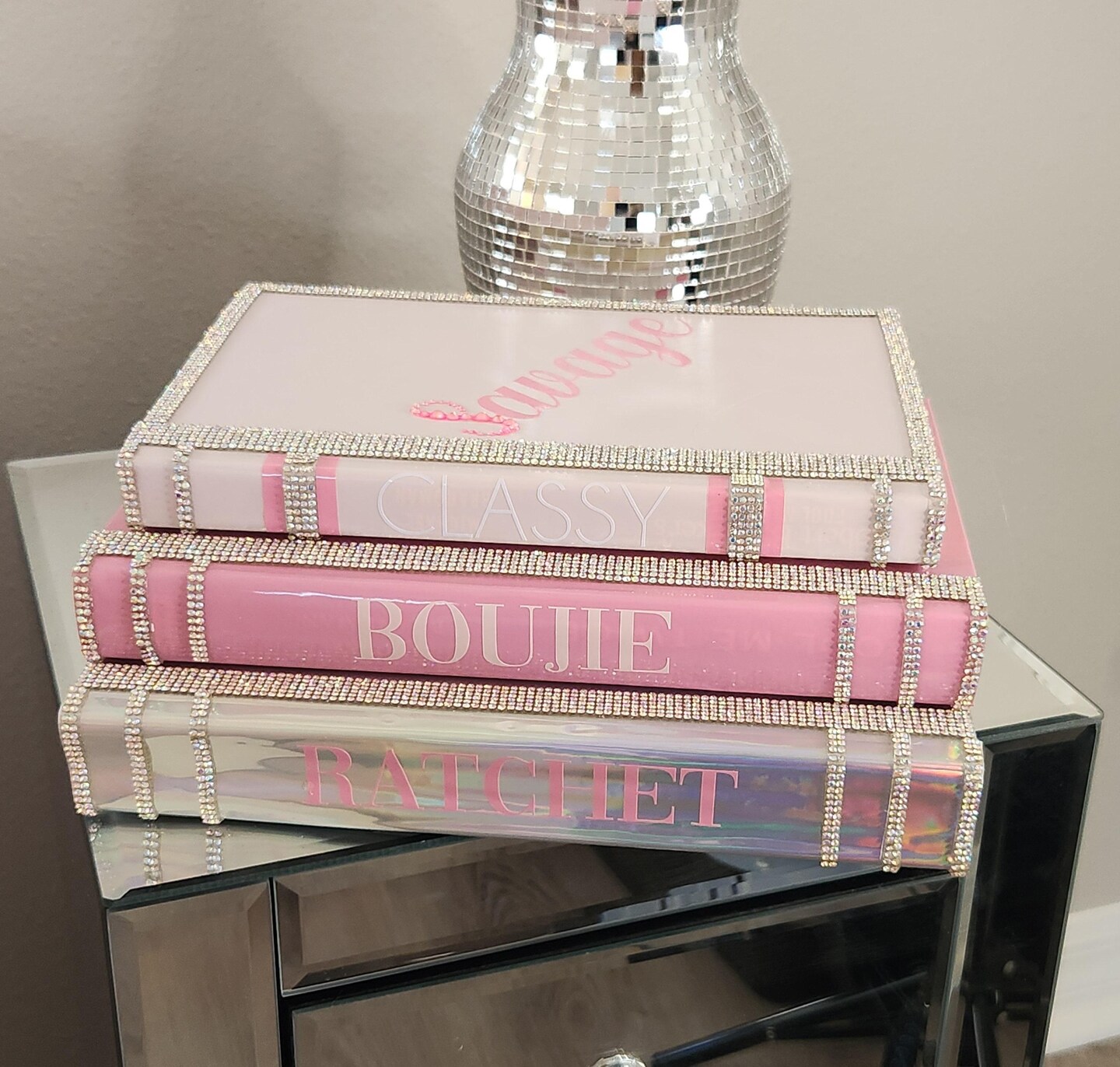 Coffee Table Book Stack (Set of 3). Glam Book Stack. Light Pink, Pink ...