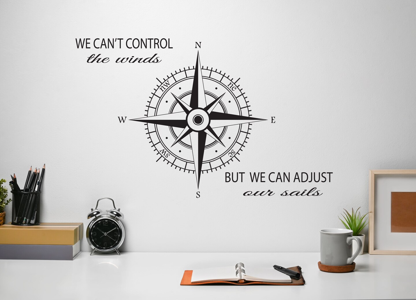 Inspirational Compass Rose Wall Decal – We Can’t Control the Winds, But ...
