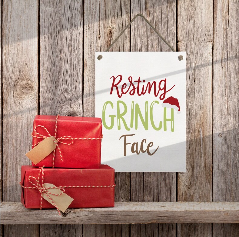Resting Grinch Face — Grinch Inspired Christmas Canvas Decor, Funny ...