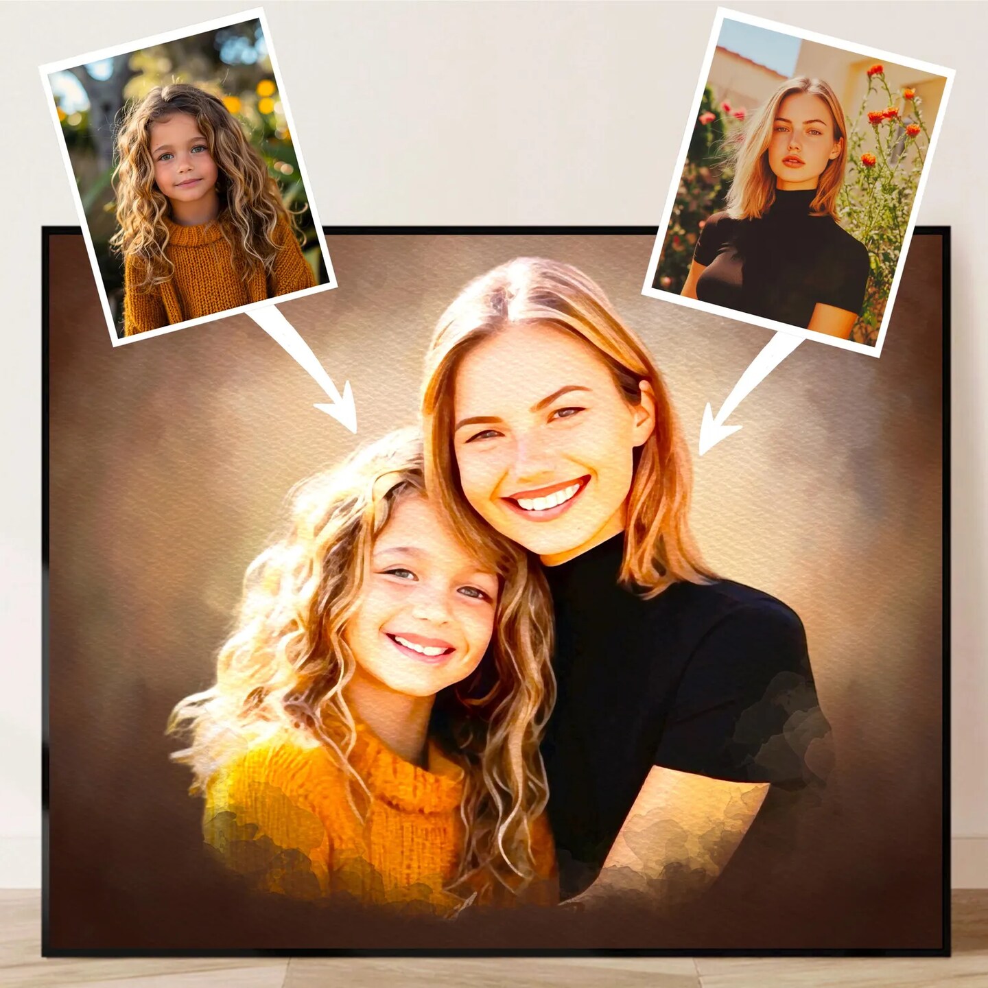 Custom Portrait From Photo, Family Portrait From Different Photos, Loss ...